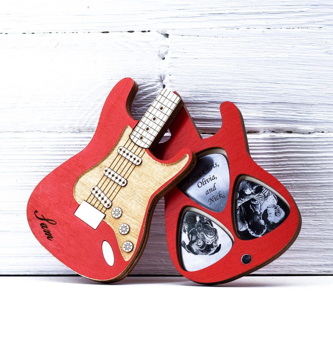 Red Guitar Pick Case, Stainless Picks With Photos, Wooden Guitar Pick ...