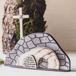 Wooden Empty Tomb Resurrection Scene, Handmade Easter Decor, He is ...
