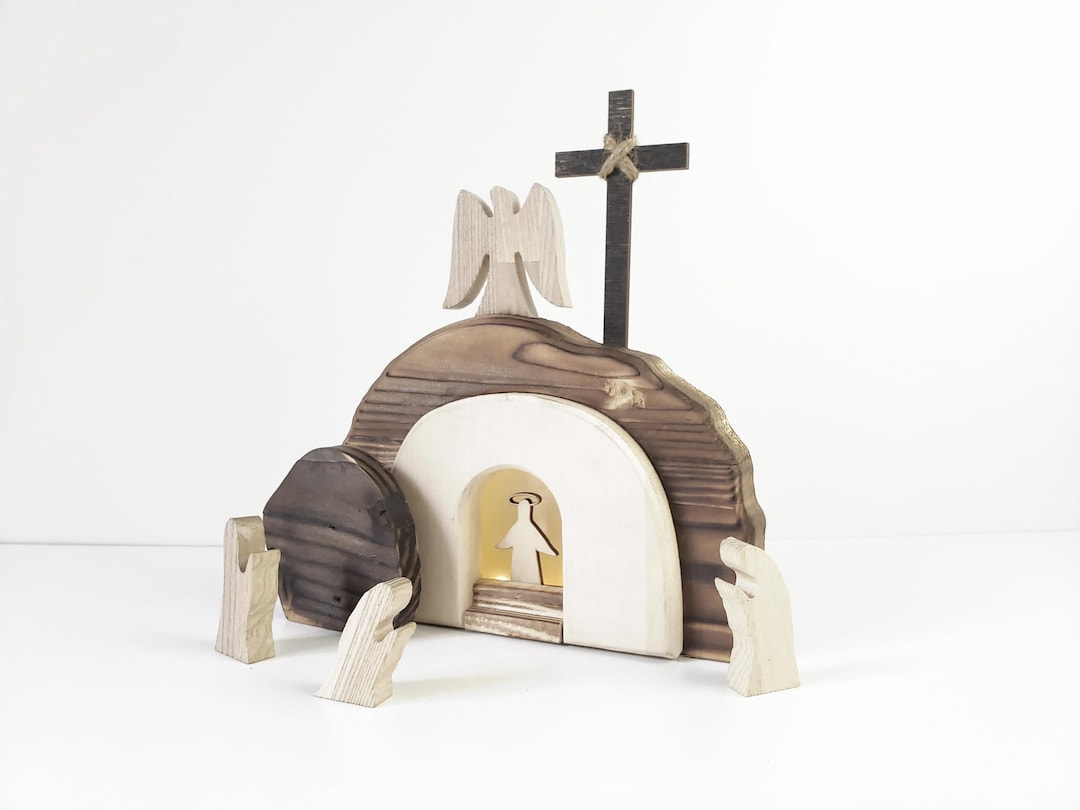 Christian Easter Display. Empty Tomb With Cross. He is Risen Tabletop ...