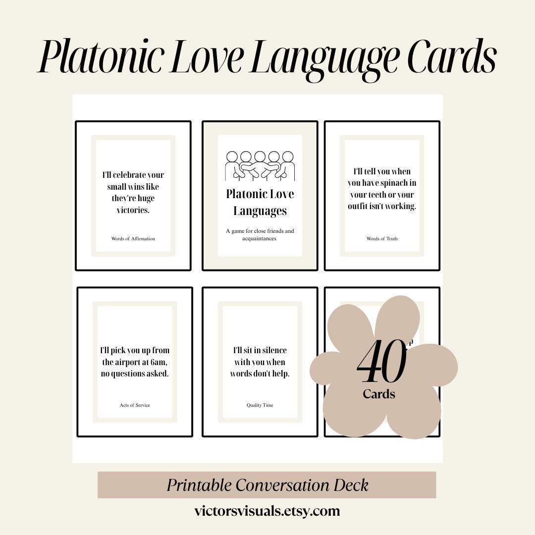 Platonic Love Languages Card Deck | Friendship Affirmation Cards ...