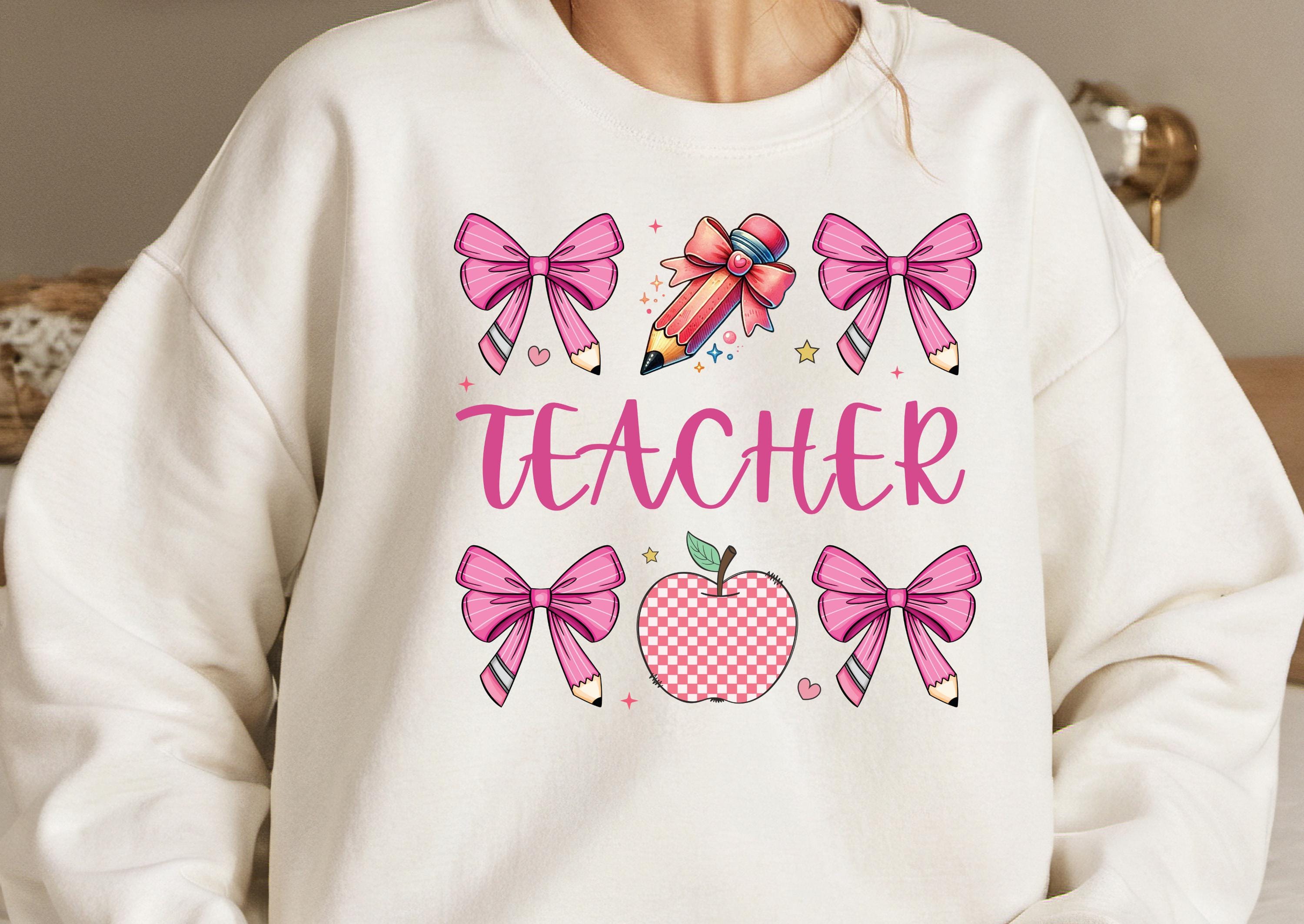 Teacher Coquette Png, Teacher Pencil Coquette Bow Png, Teacher Png ...