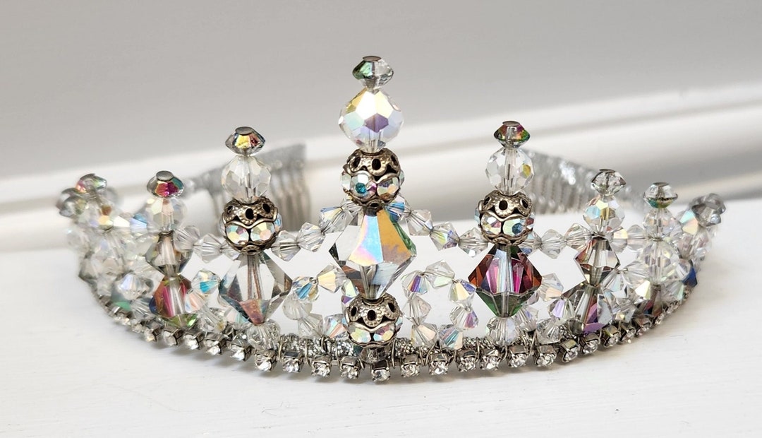 DISCOUNTED Tiara ~ Vintage Vitrial Crystal ~ Something Old ~very ...