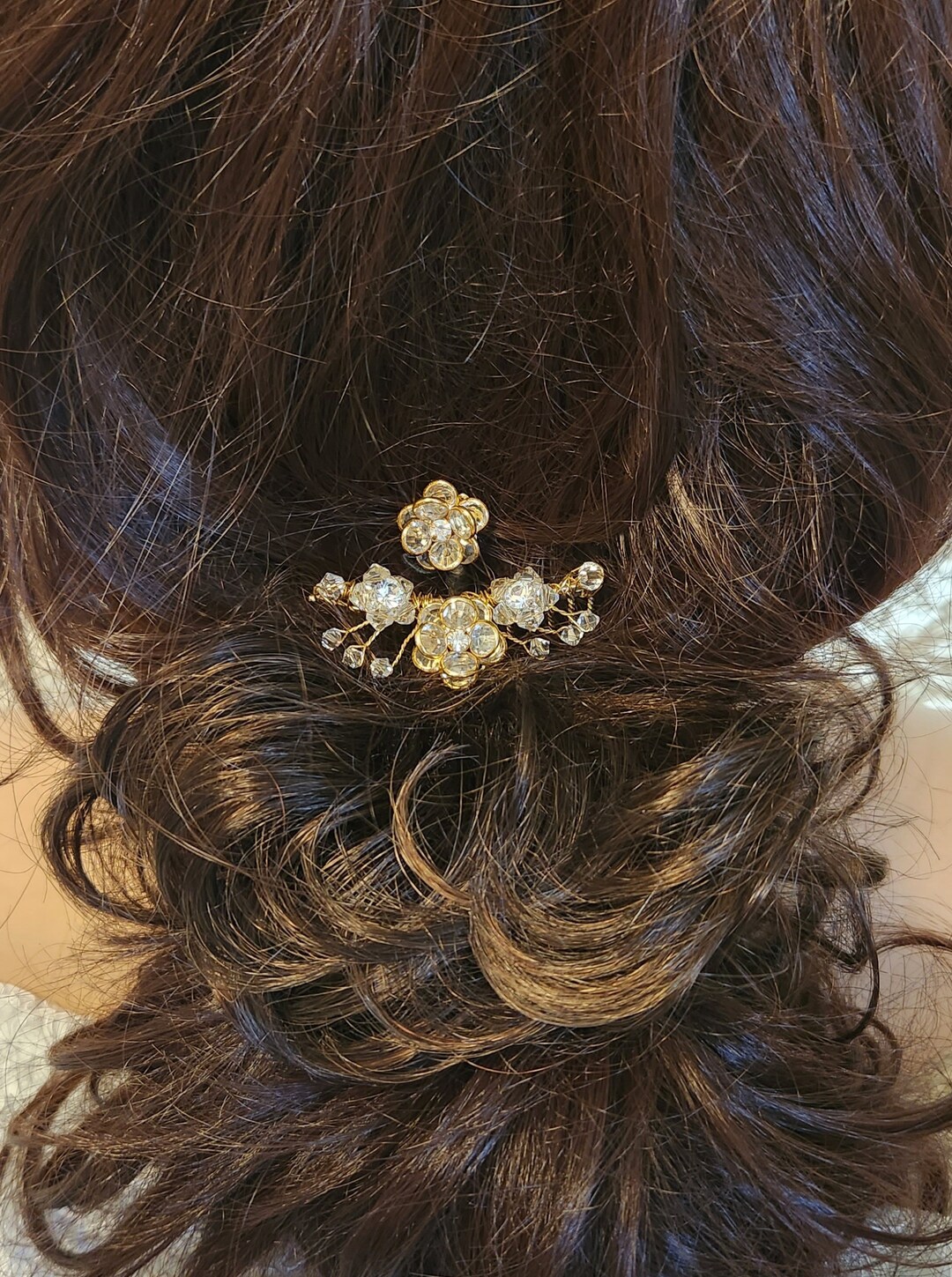 SAMPLE SALE ~ Gold Tone Crystal Mini Comb & Hair Stick ~ Bridal Hair ...