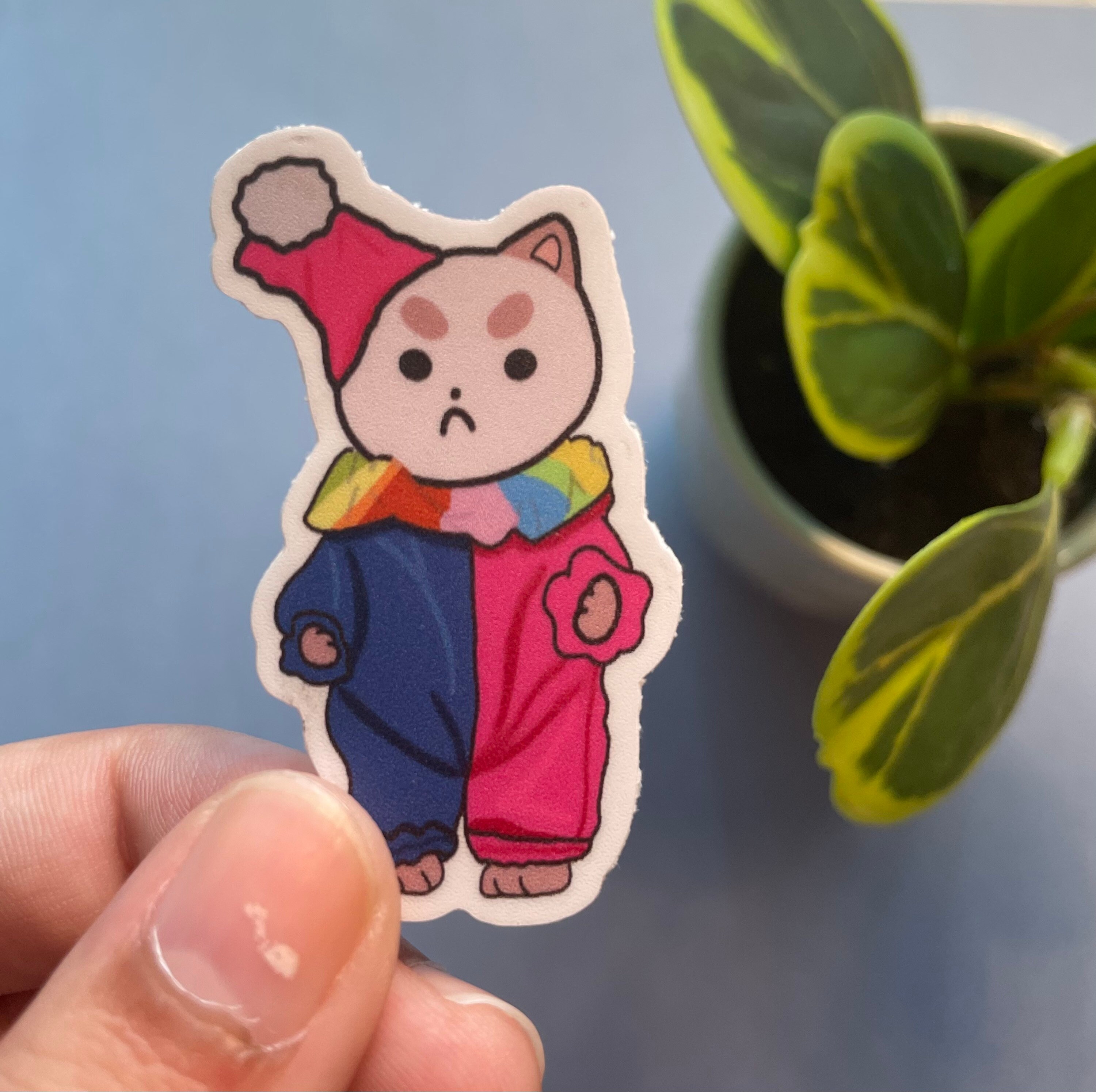 Clown Cat Sticker-fan Art-waterproof Sticker Vinyl Puppycat - Etsy