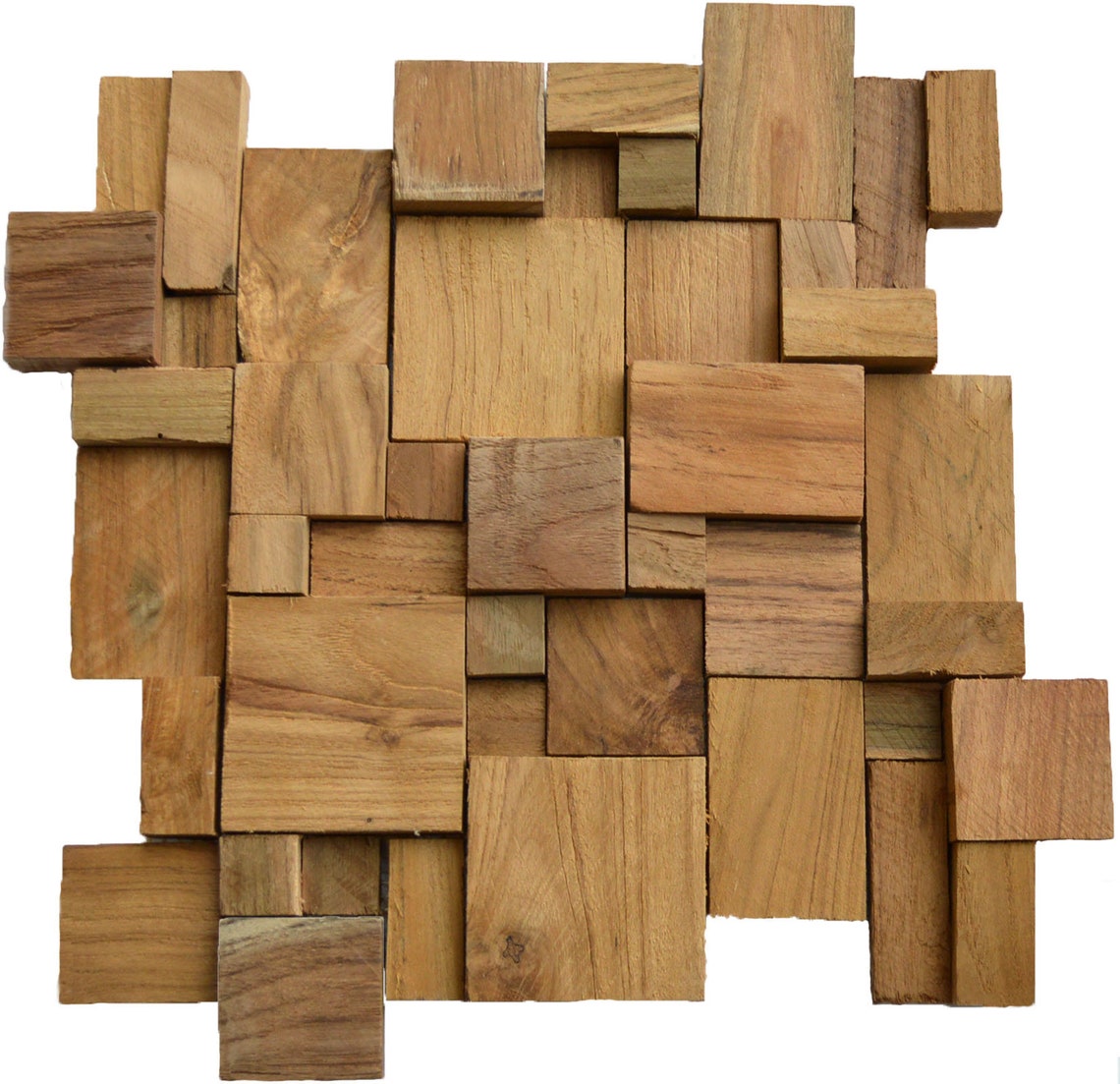 3D Recycled Teak Natural Wood Wall Tile, Cladding, 12 X 12 - Etsy