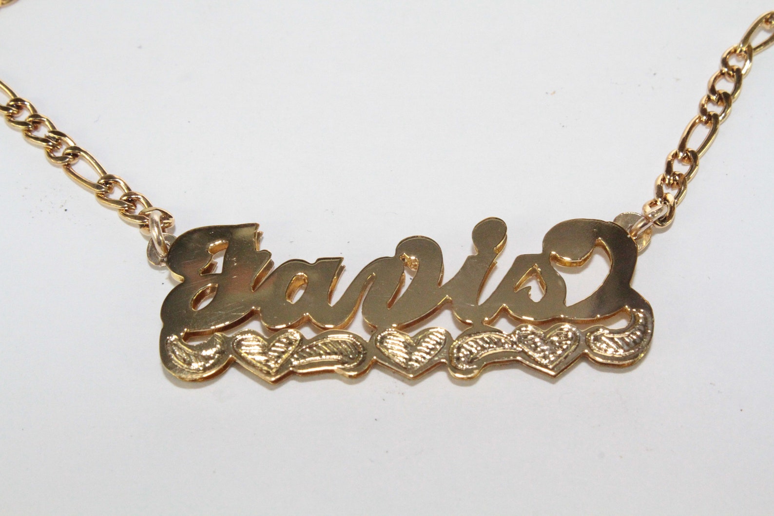 Personalized 14K Gold Plated Single Name Plate Chain Necklace | Etsy