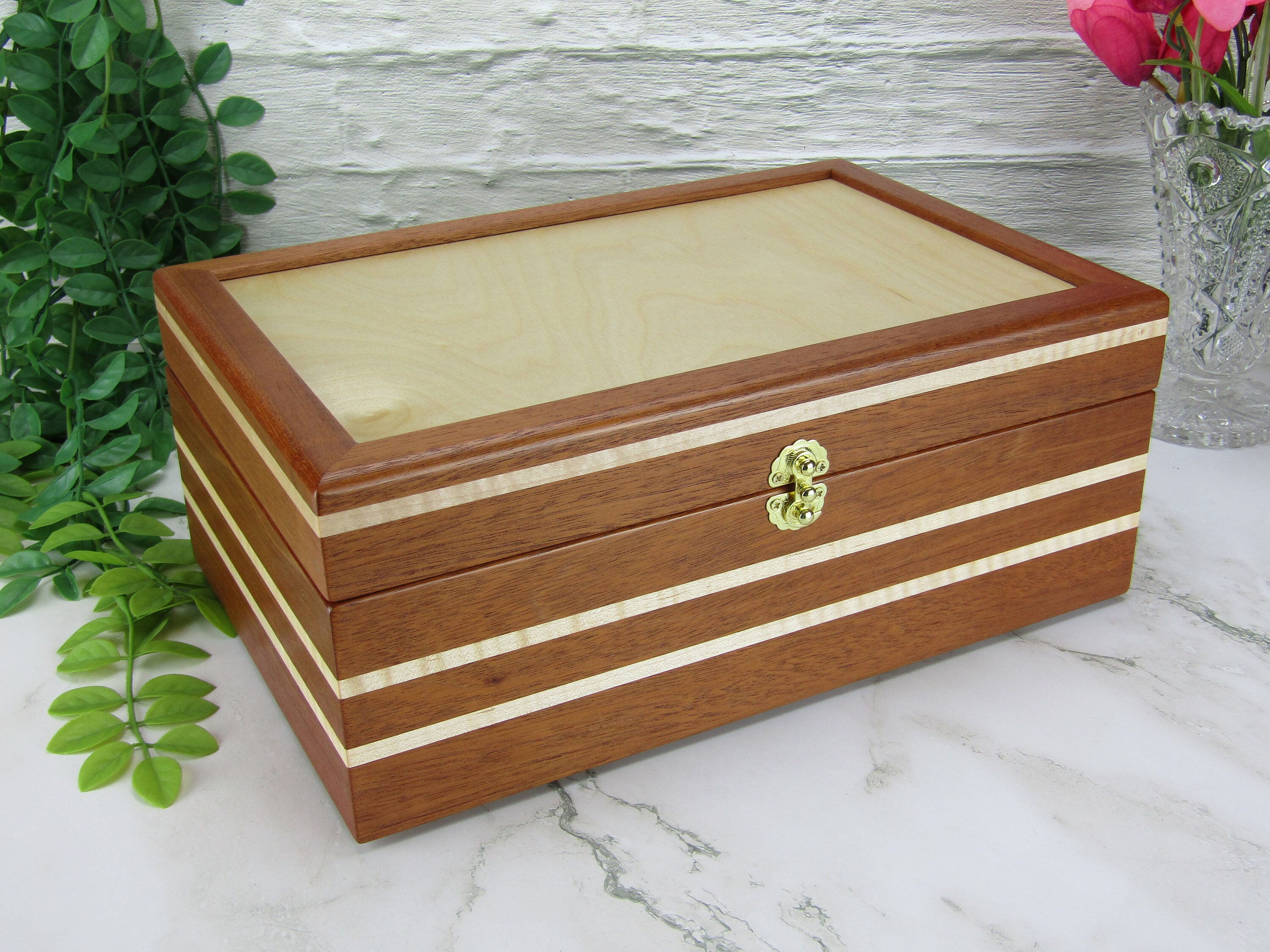 Exotic Wood Box With Lid Makes a Beautiful High End Jewelry Box or Gift ...