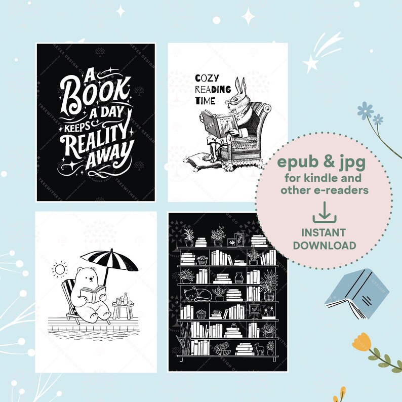 10 Kindle Lock Screen Screensaver Reading Theme .epub File Digital ...