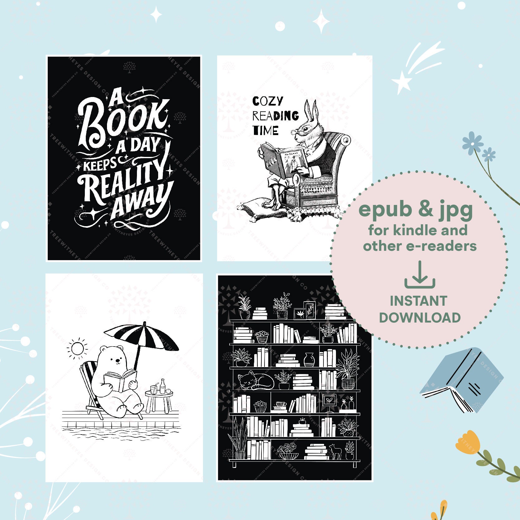 10 Kindle Lock Screen Screensaver Reading Theme .epub File Digital ...