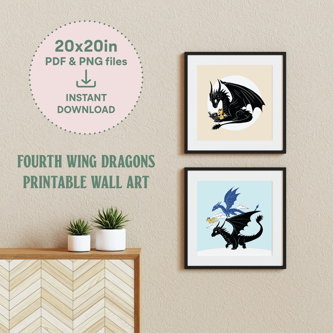 Fourth Wing Dragons Printable Artwork. Cute Tairn, Sgaeyl and Andarna ...
