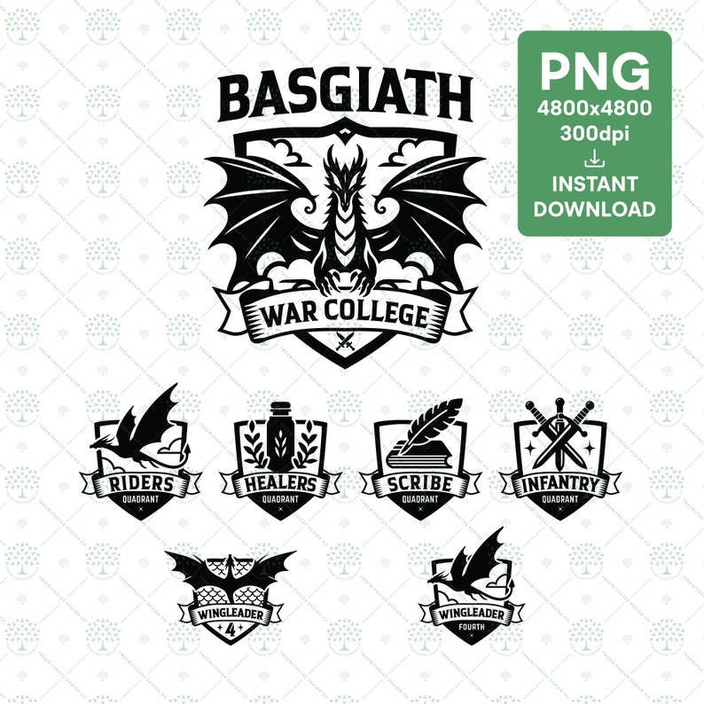 Fourth Wing PNG Instant Downloads. Basgiath War College Crest Badge ...