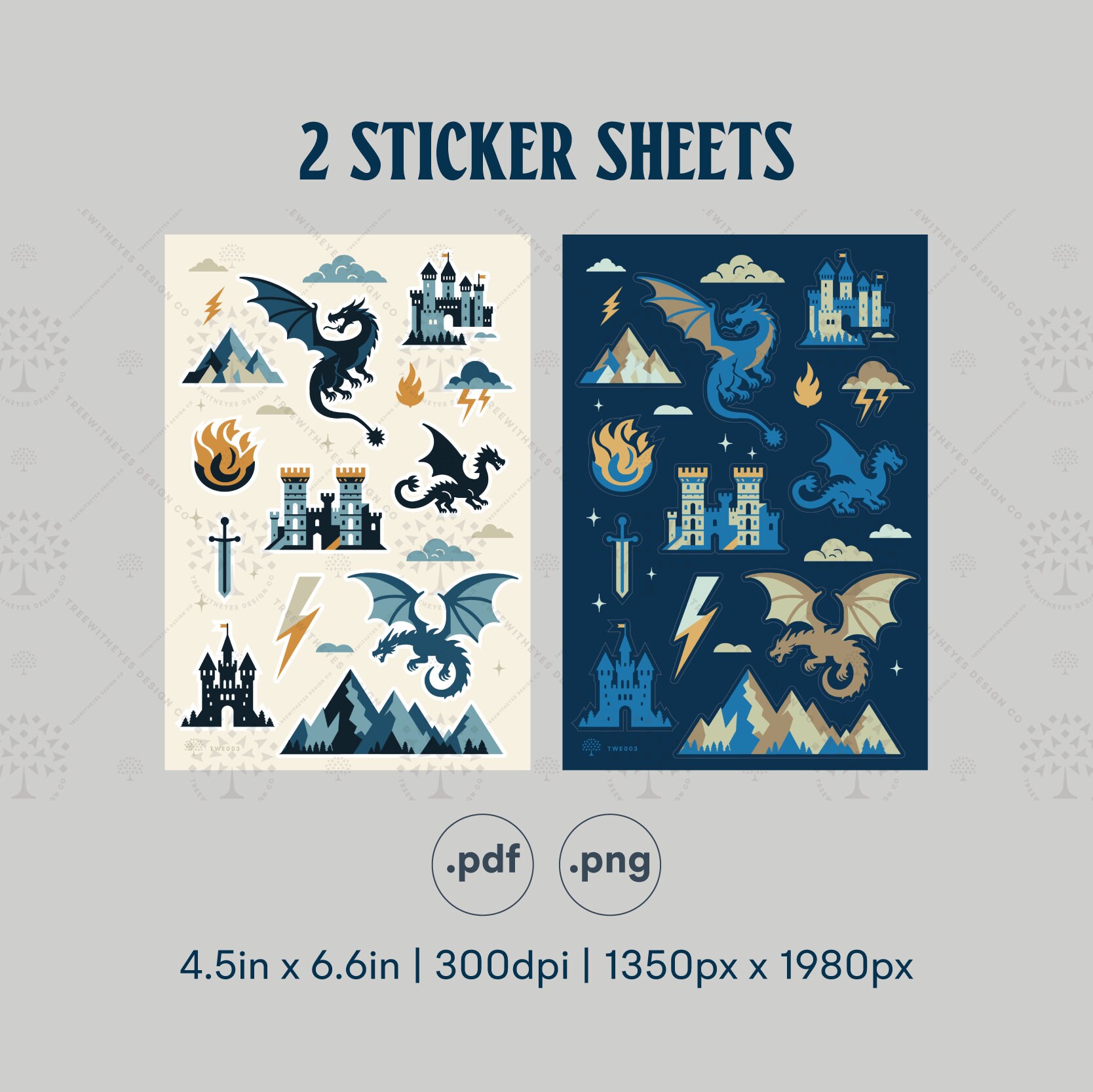 Dragon Fantasy Printable Digital Sticker Sheets. Bookmarks. Fourth Wing ...