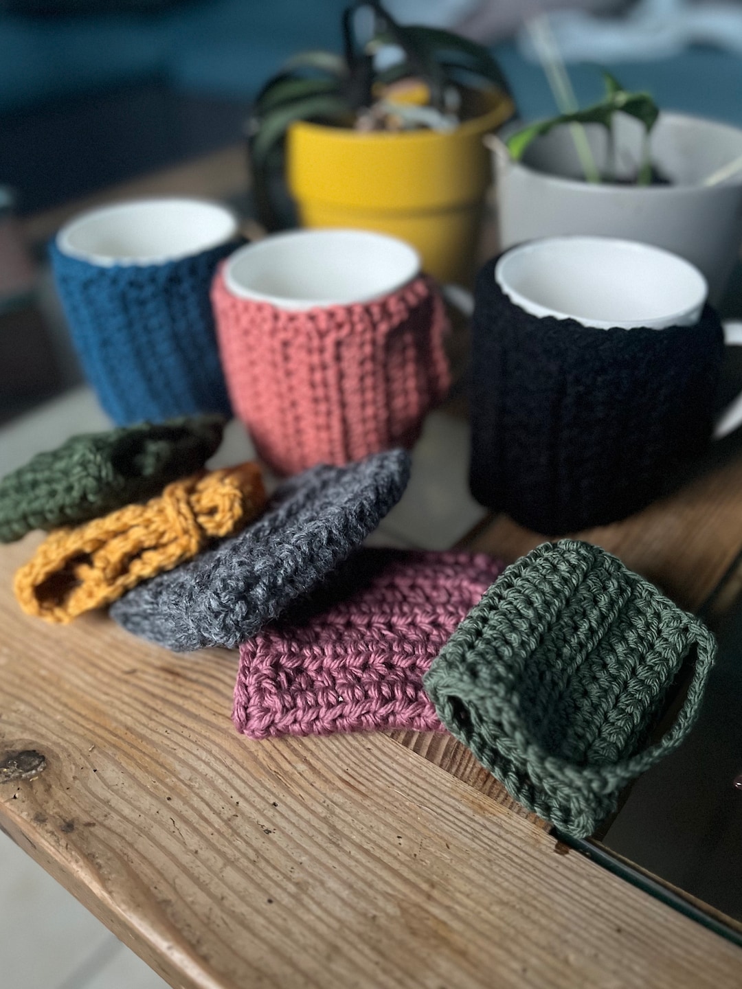 Cache Mug Cup Crochet Wool Covers Cozy Mug Tower Cozy Cup Protects Mug ...