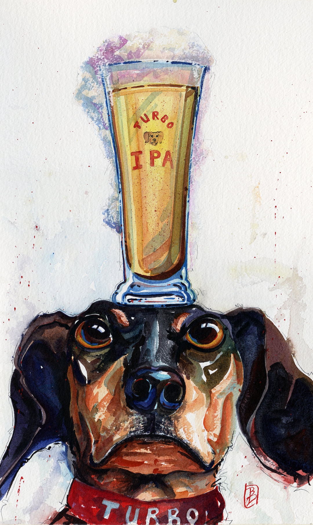 Paper Art Print- Beer Art, Dachshund, Bar Art, Whimsical Dogs and Beer ...