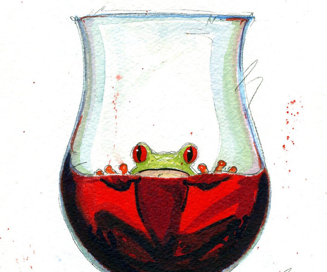 Canvas Art Print-wine, Whimsical Frogs "uh Oh!" Whimsical Art, Frogs ...
