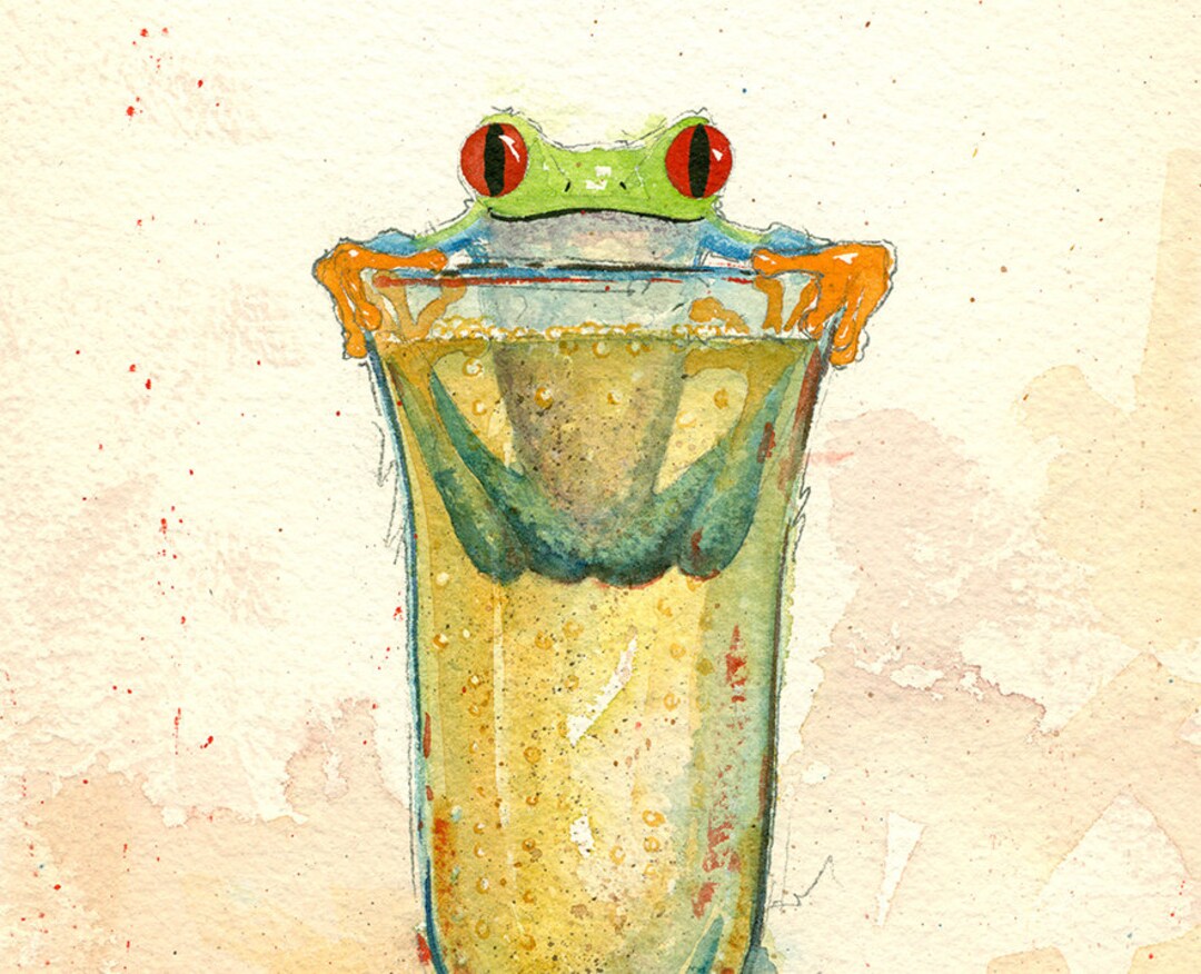 Canvas Art Print-wine, Whimsical Frogs "a Little Bubbly" Whimsical Art ...