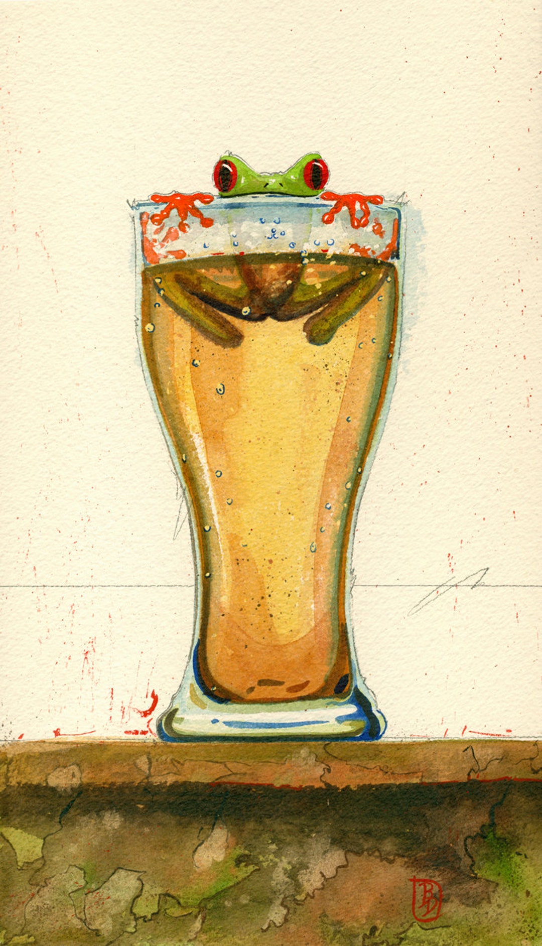 Paper Art Print- Frog Art Print- Beer Art, Whimsical Frog Art- IPA ME ...