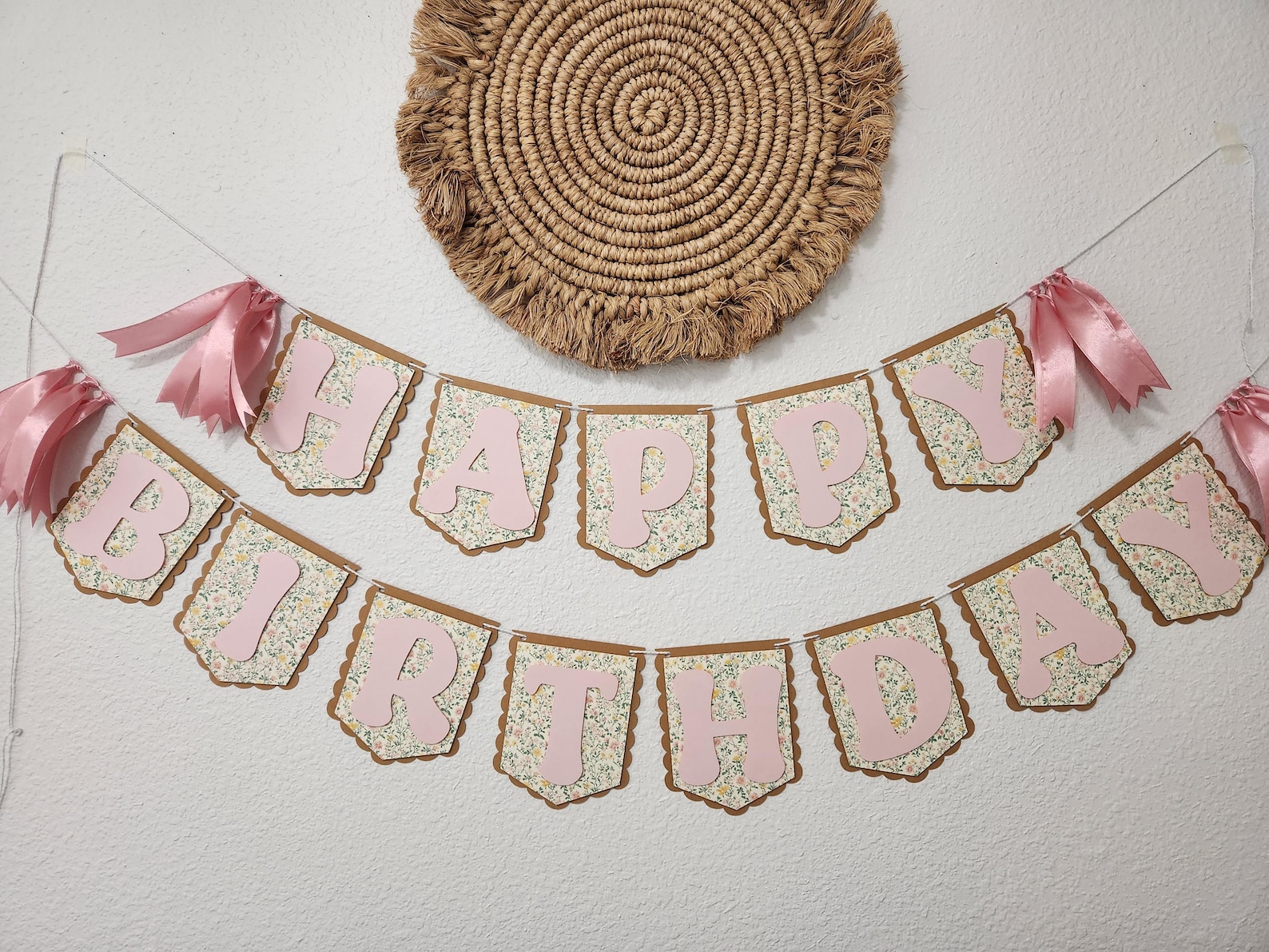 Blush and Yellow Floral Happy Birthday Banner - Etsy