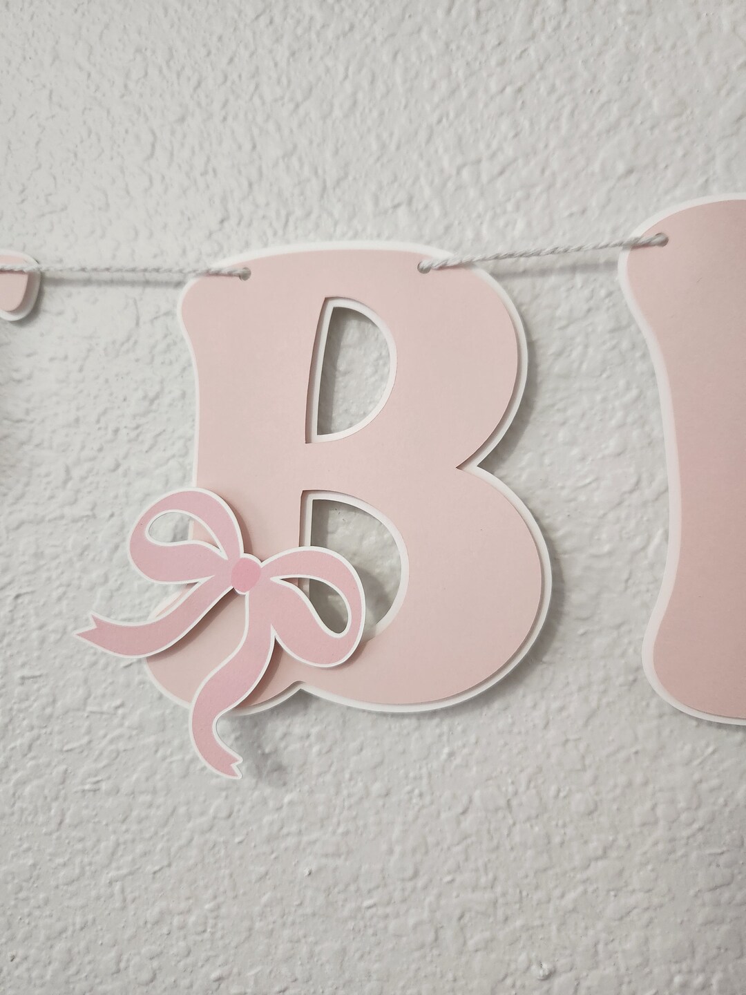Pink Bow Happy Birthday Banner / Pink 1st Birthday / Pink Happy ...