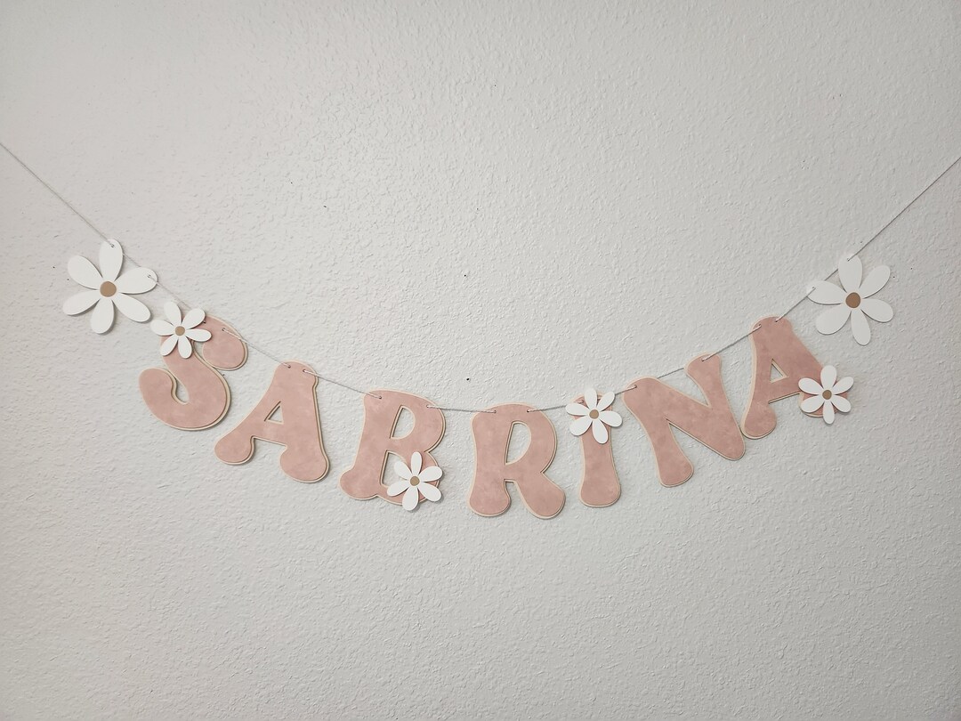 Daisy Name Garland / Dusty Pink Daisy Garland / Daisy Birthday Banner ...