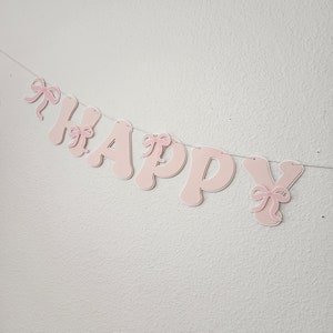 Pink Bow Happy Birthday Banner / Pink 1st Birthday / Pink Happy ...