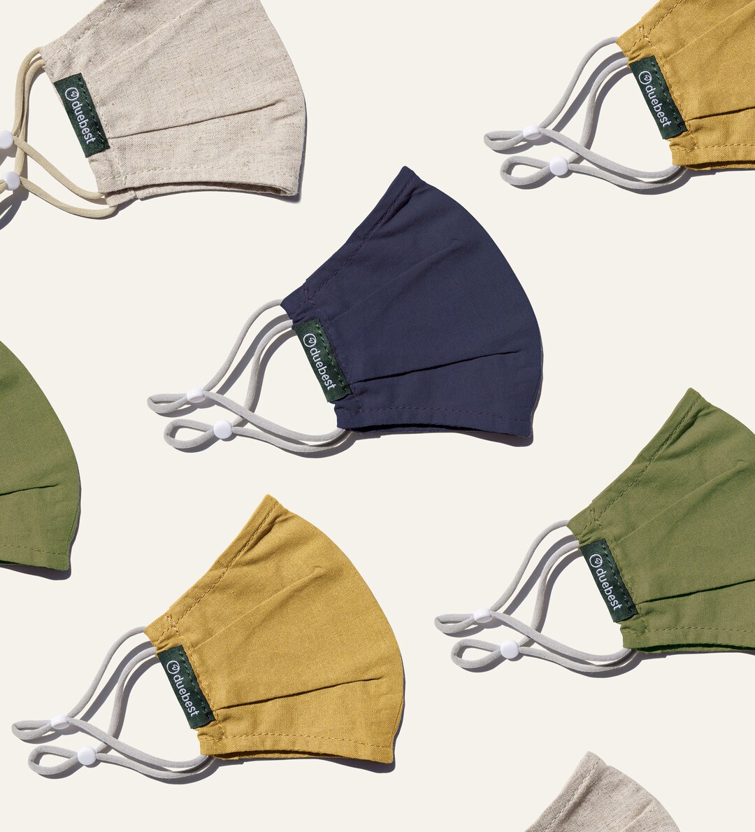 Linen Cotton Face Mask 2-pack, Adjustable, Reusable, With Filter Pocket ...