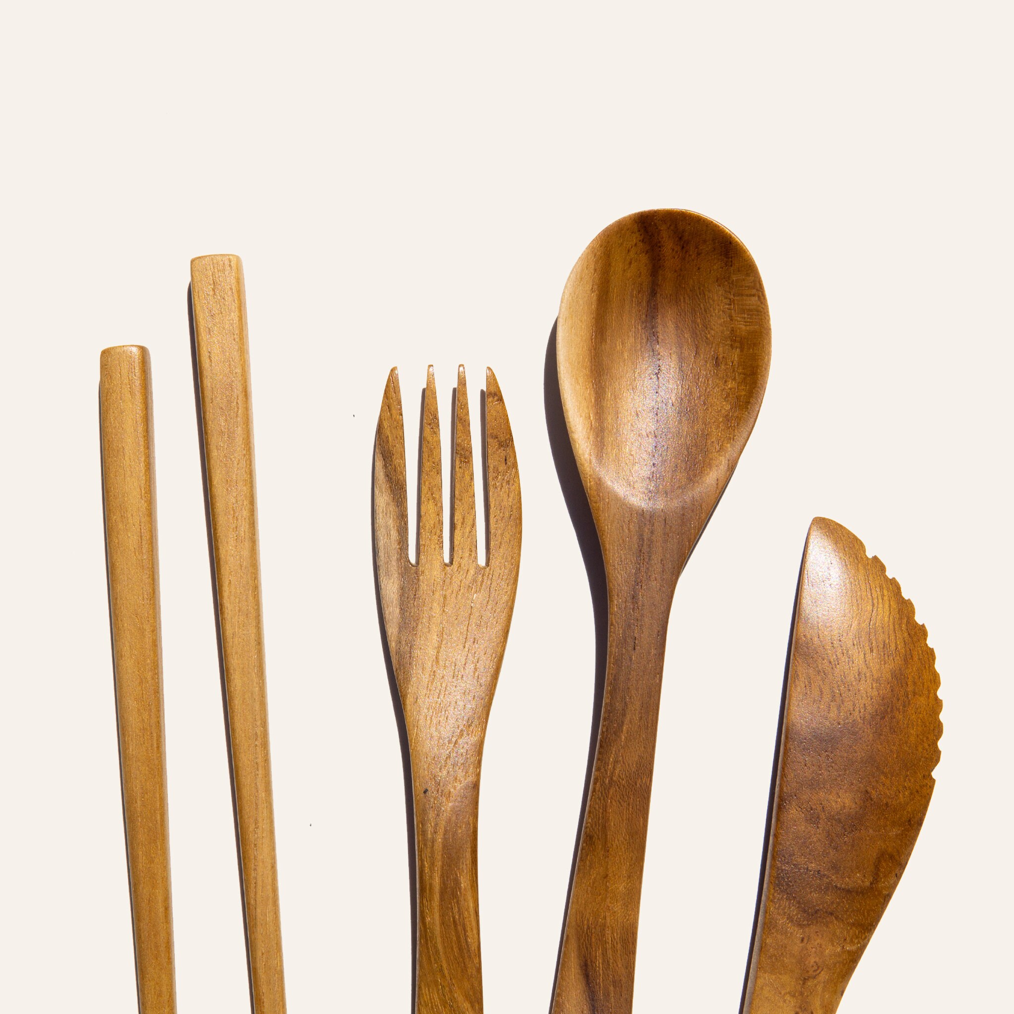 Handmade Teak Wood Cutlery Set & Glass Straw W/ Case | Artisan Made ...
