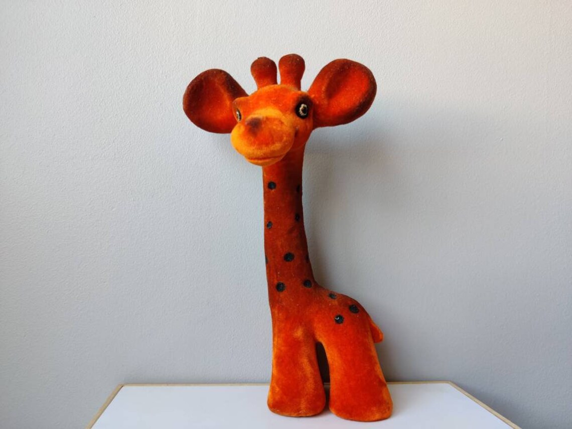 Unused Vintage Giraffe, Soviet Era Flocked Foam Rubber Toy, Late 70's ...