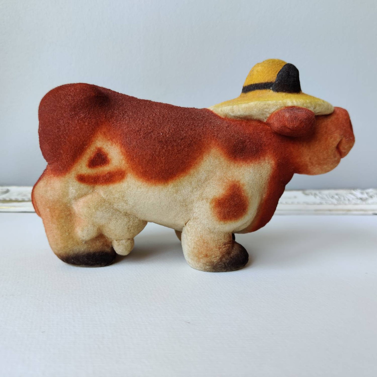 Funny Vintage Cow With a Hat Flocked Foam Rubber Soviet Toy | Etsy