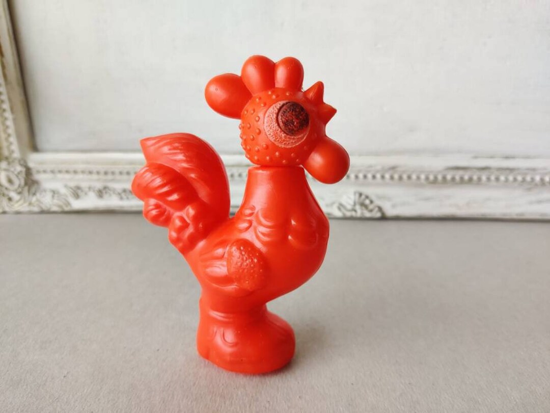 Vintage Red Plastic Rooster Toy: Soviet-era Embossed Decor - Etsy