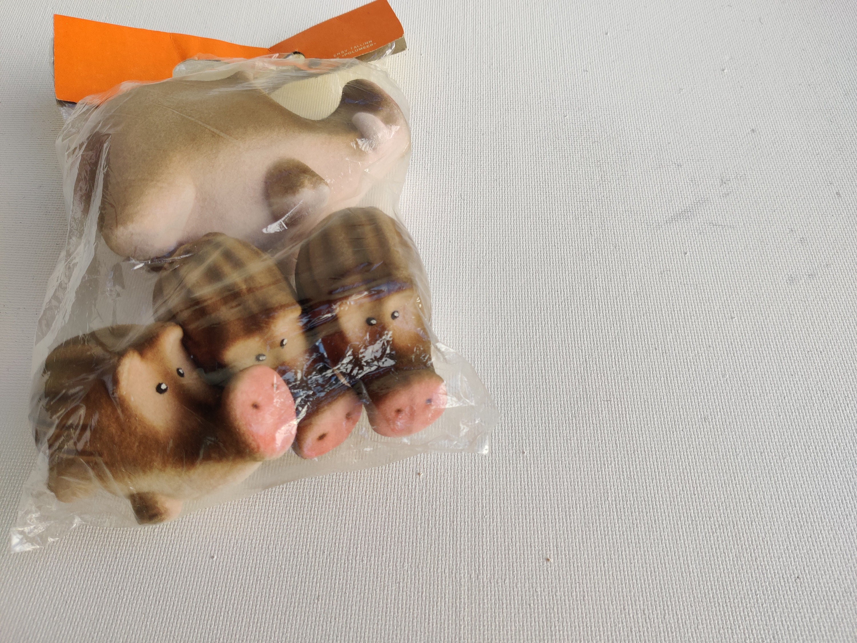 Rare Soviet Flocked Boar and 3 Cubs Toys in Original Sealed Package ...