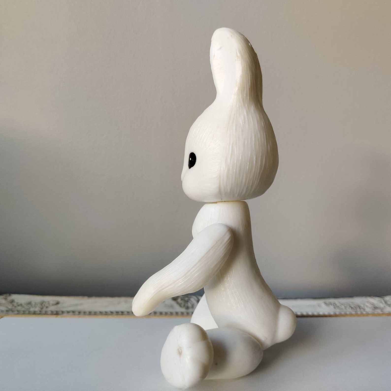 White Vintage Plastic Movable Bunny Toy Soviet Era - Etsy