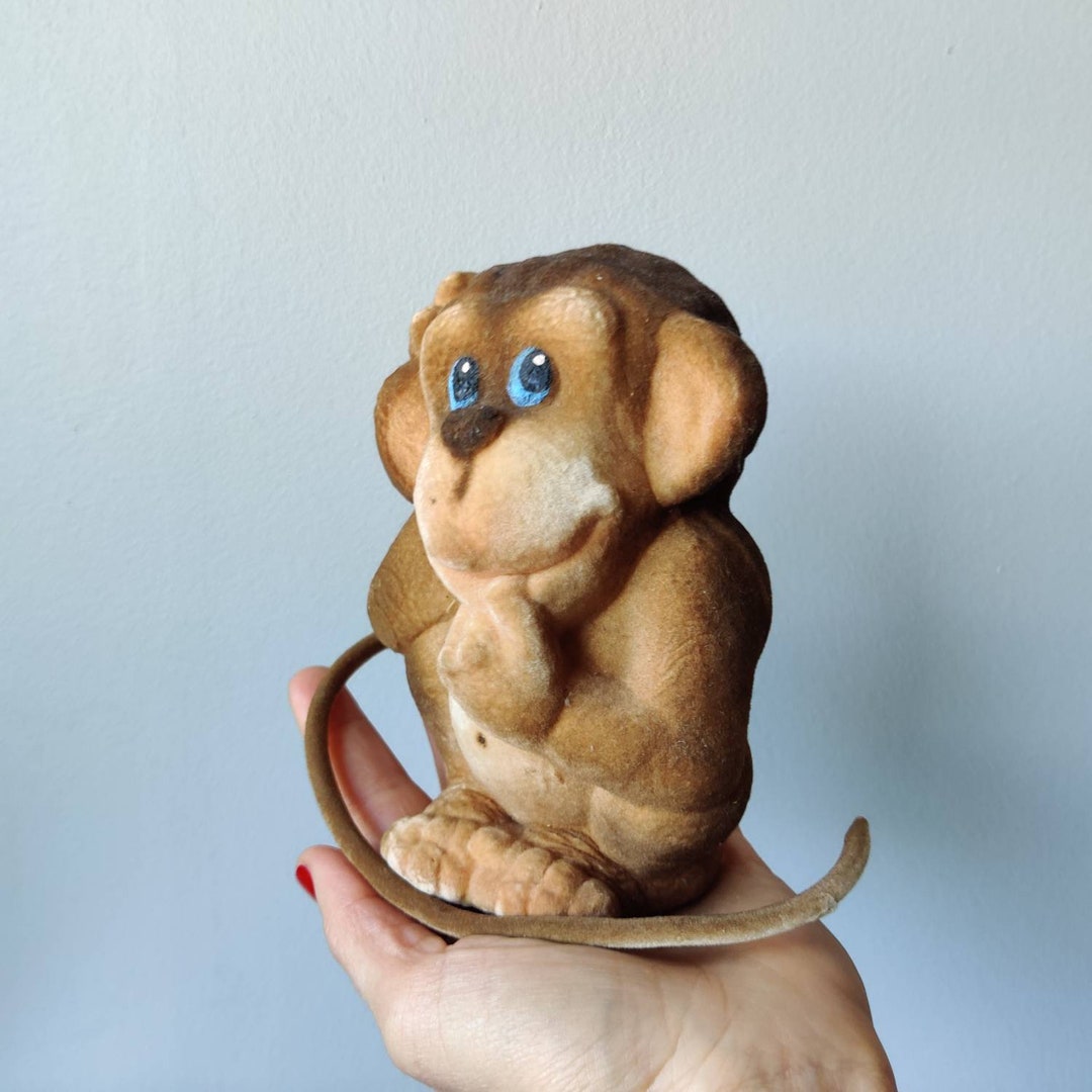 Vintage Flocked Monkey Toy Late 70's Early 80's - Etsy