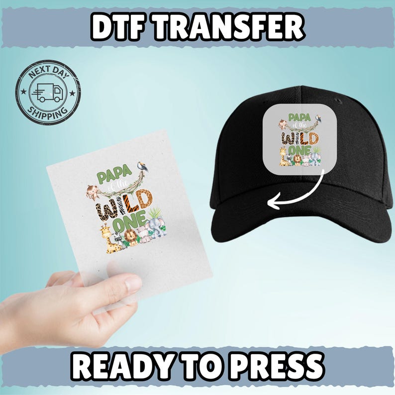 Papa of the Wild One Heat Transfer With Jungle Animals, Birthday Ready ...