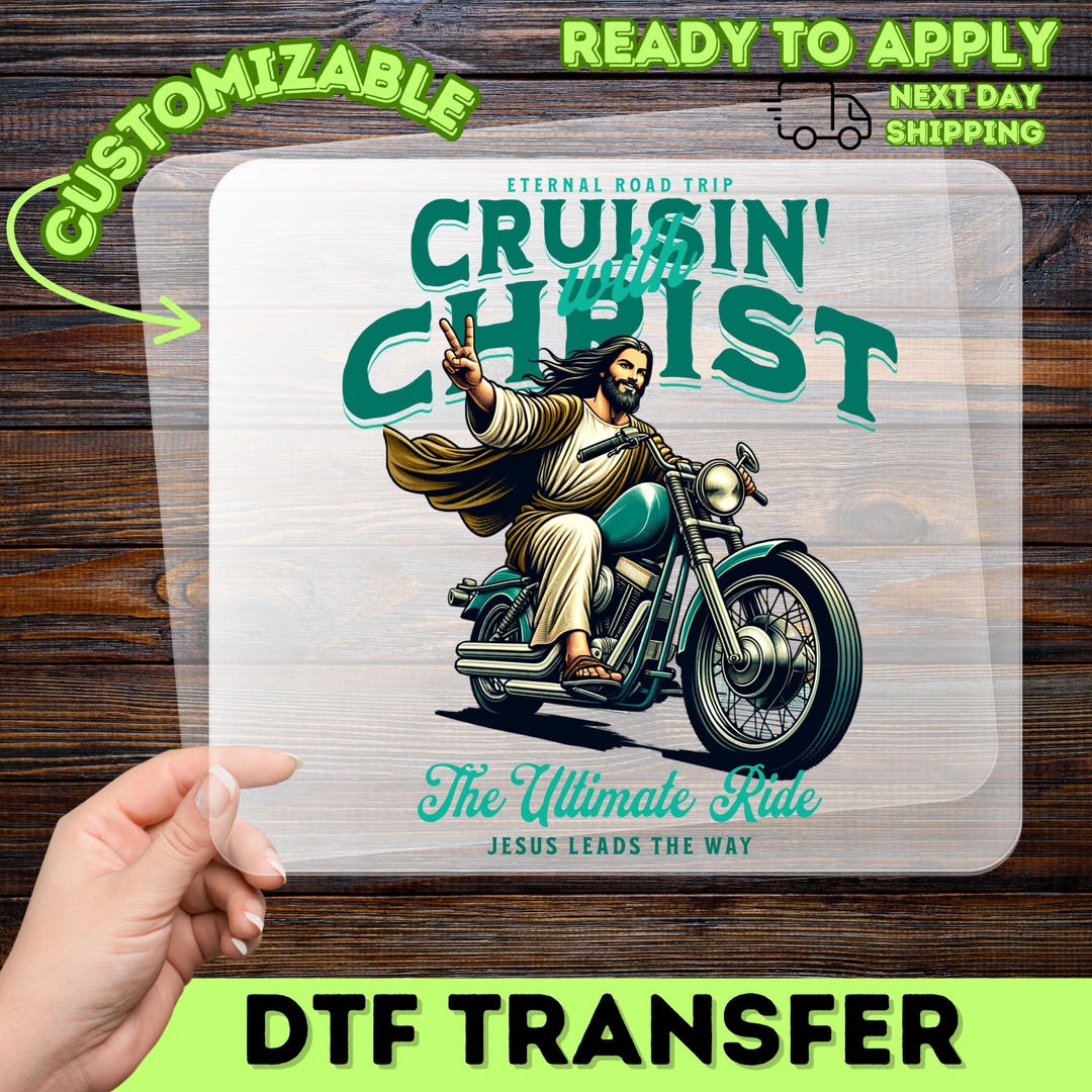 Easter Christian Biker Adventure Jesus DTF Transfer T-shirt Iron-on ...