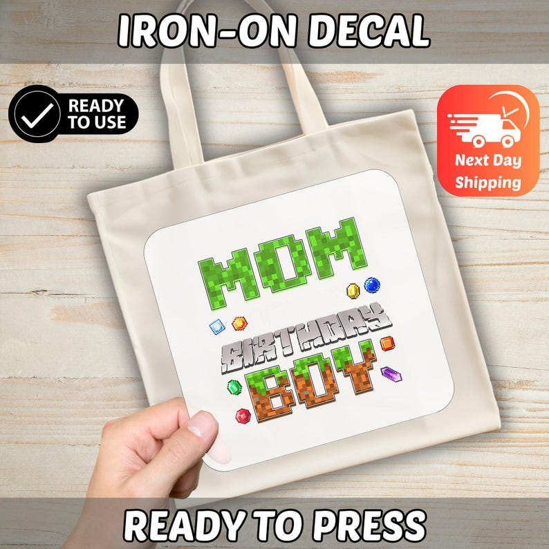 Pixel MOM of the Birthday Boy DTF Transfer, Retro Gaming Iron-on Decal ...