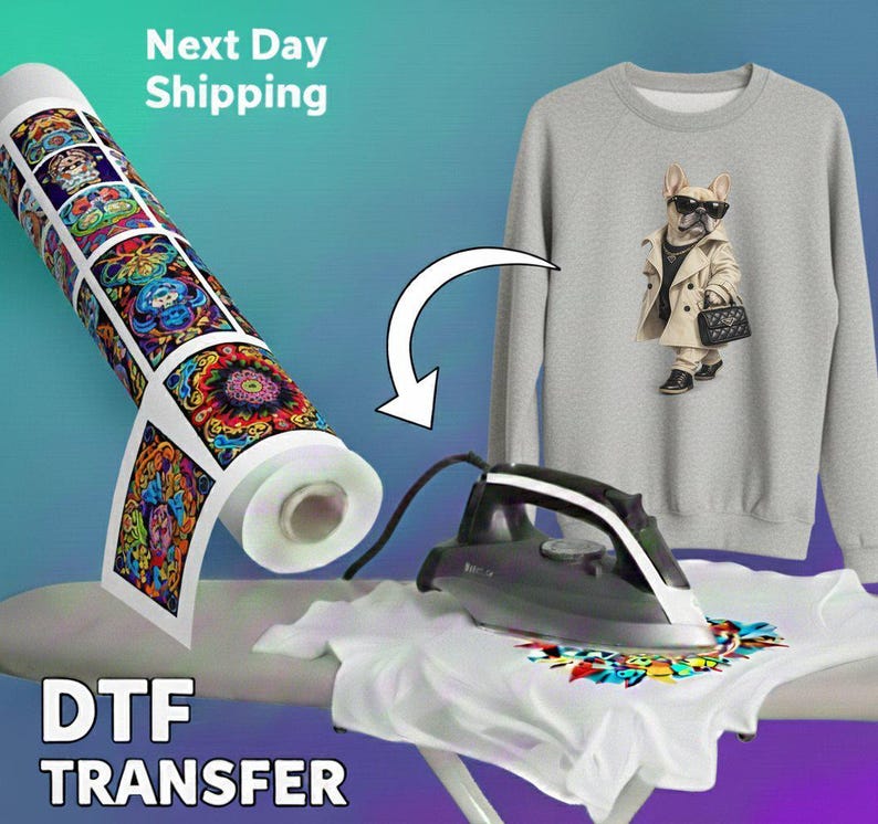 Funny French Bulldog Fashion DTF Transfer, Dog With Sunglasses and ...