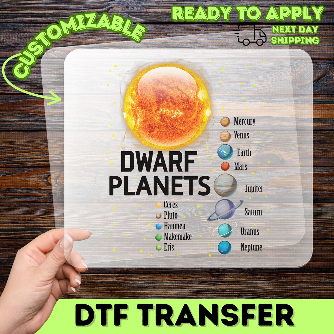 Dwarf Planets DTF Transfer, Educational Solar System Iron On, Science ...
