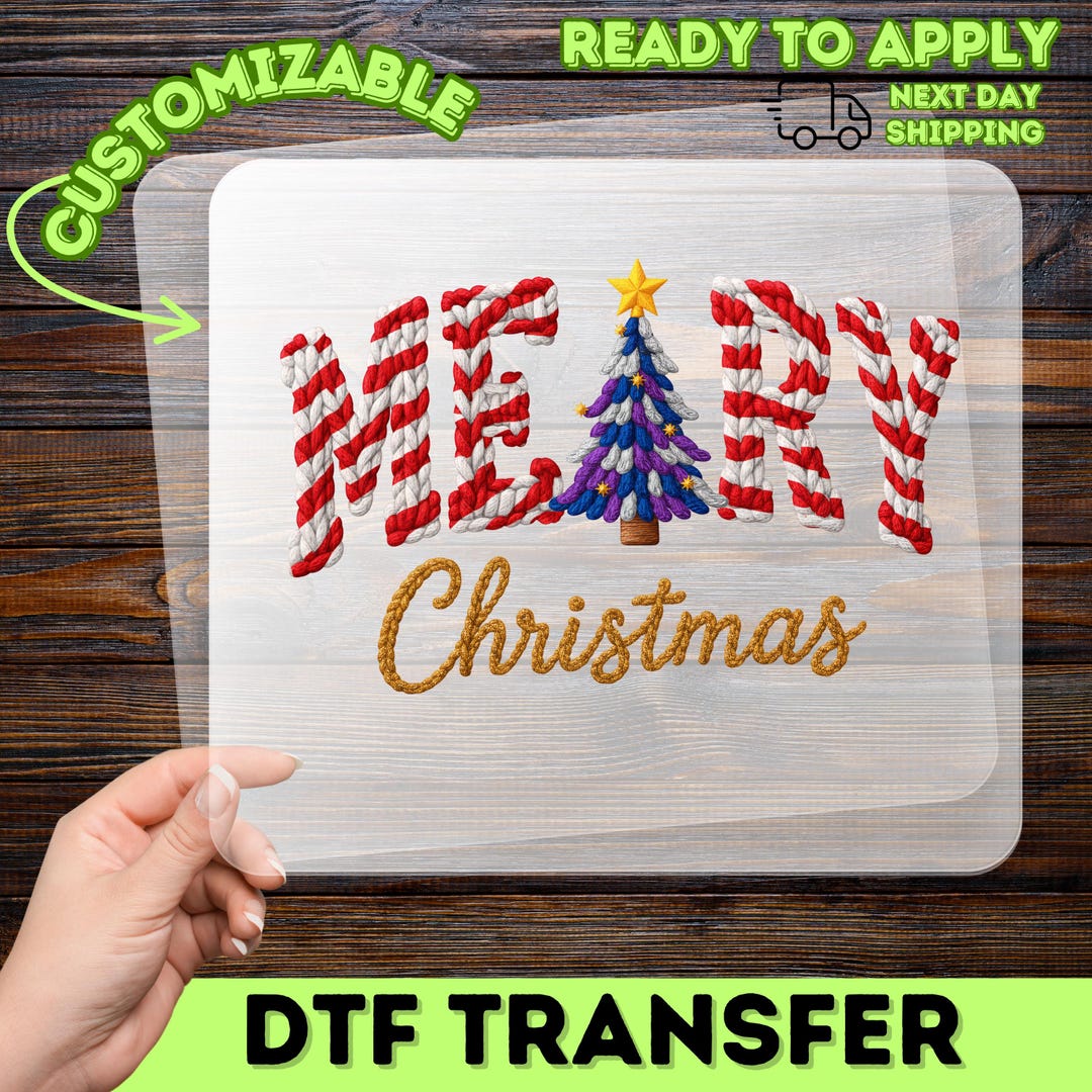 Cute Christmas Tree and Candy Cane DTF Transfer for Christmas Group ...