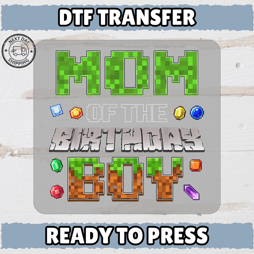 Pixel MOM of the Birthday Boy DTF Transfer, Retro Gaming Iron-on Decal ...