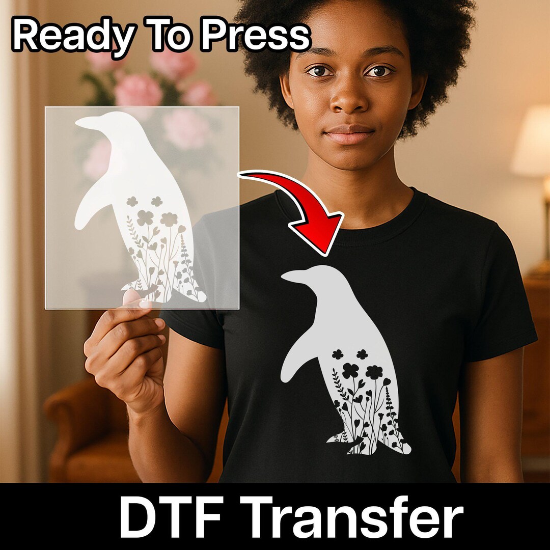 Floral Penguin DTF Transfer, Ready to Press Penguin DTF Transfer ...