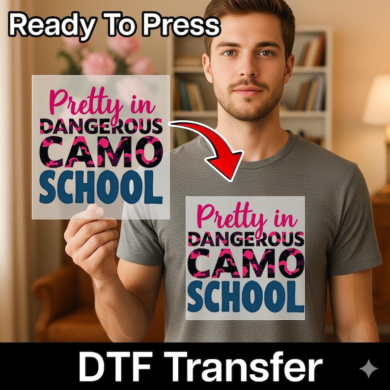 Edgy School Spirit DTF Transfer Apparel Ready to Press Pretty in Pink ...