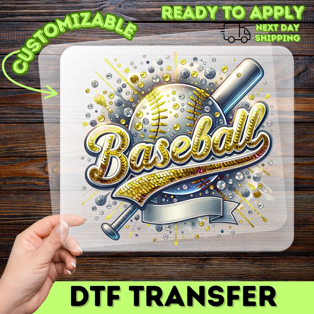 Sparkly Baseball DTF Transfer for T-shirts Hoodies - Ready to Press ...