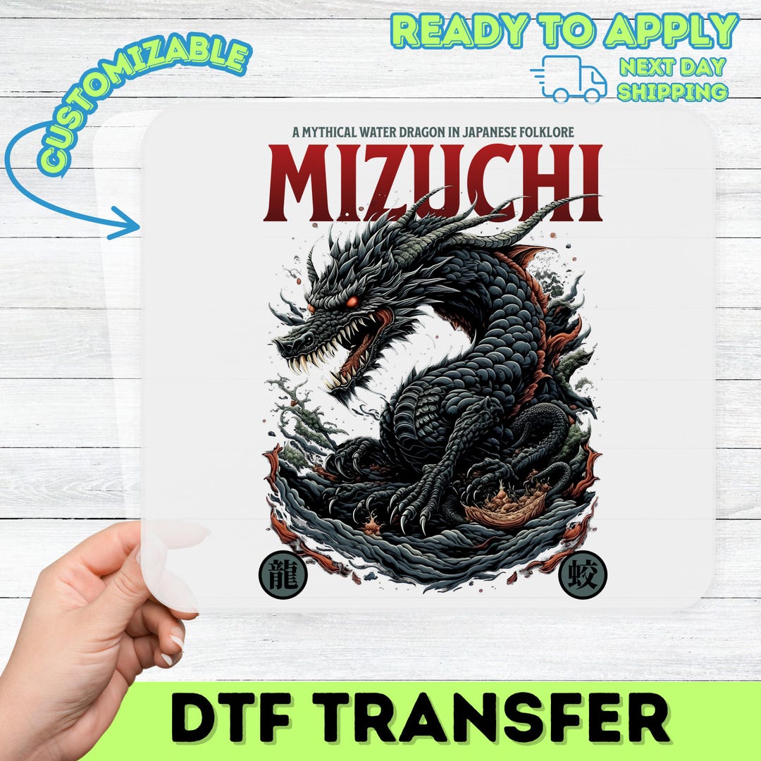 Mythical Mizuchi Water Dragon DTF Transfer for Gothic Fantasy T-shirt ...