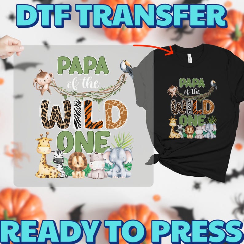 Papa of the Wild One Heat Transfer With Jungle Animals, Birthday Ready ...
