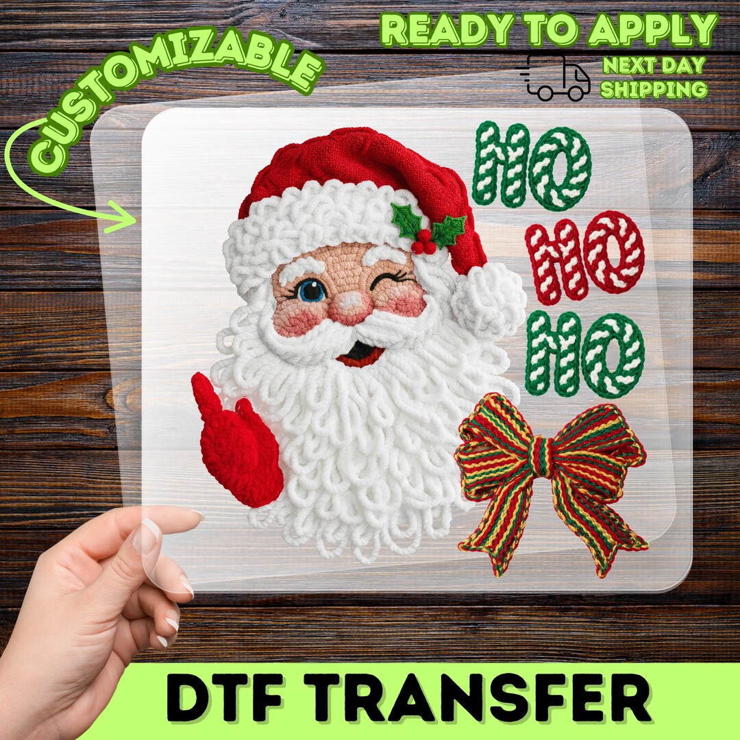 Festive Christmas Cheer Santa Claus DTF Transfer Ready to Press for ...