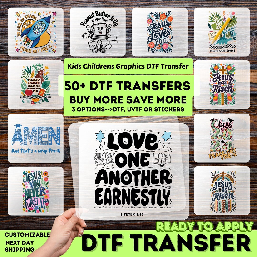 Kids Childrens Christian DTF Transfers - Ready to Press Iron on for ...