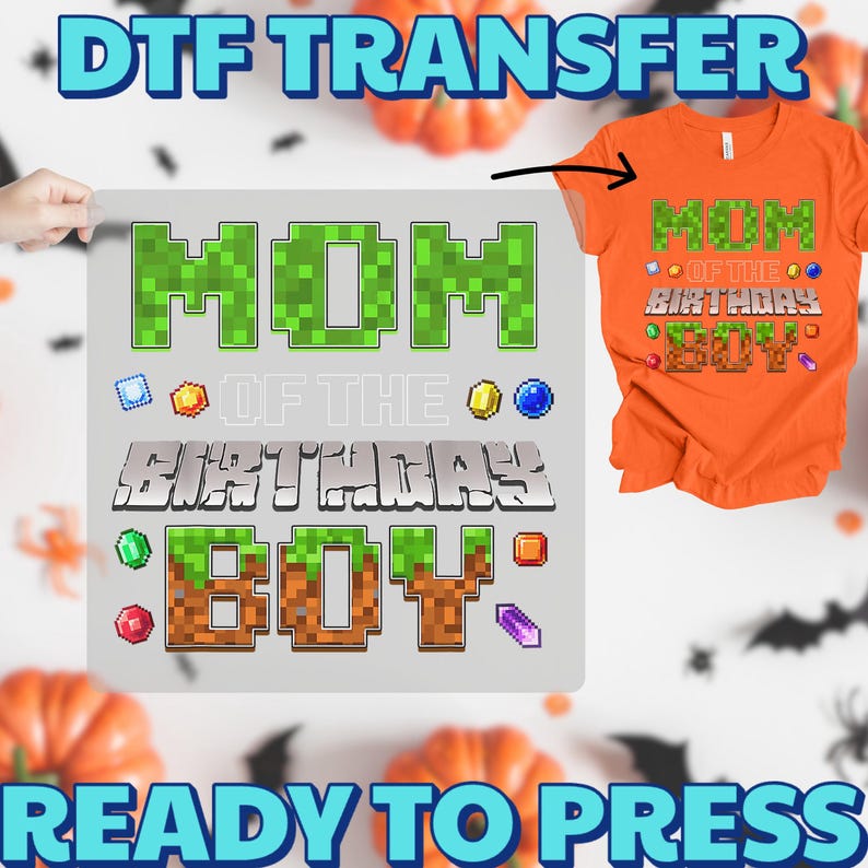 Pixel MOM of the Birthday Boy DTF Transfer, Retro Gaming Iron-on Decal ...