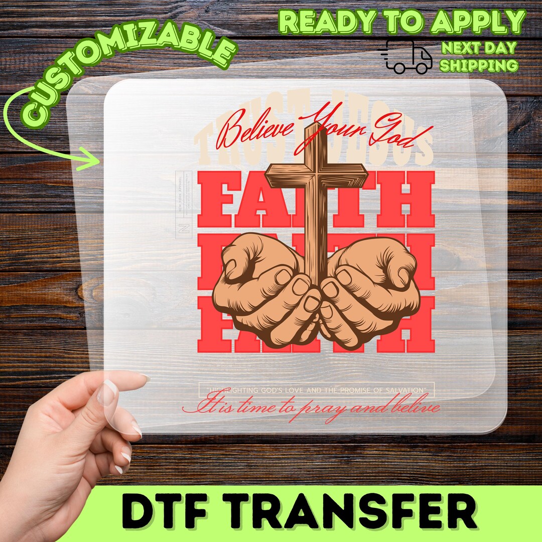 Vintage Christian DTF Transfer, Ready to Press Faith-based Design for ...
