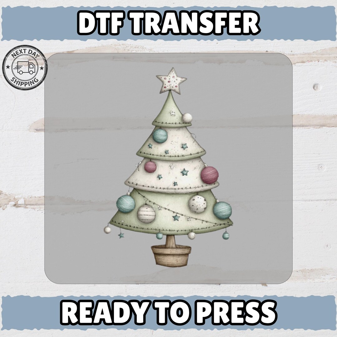 Vintage Christmas Tree DTF Transfer, Nostalgic Holiday Decor Heat ...